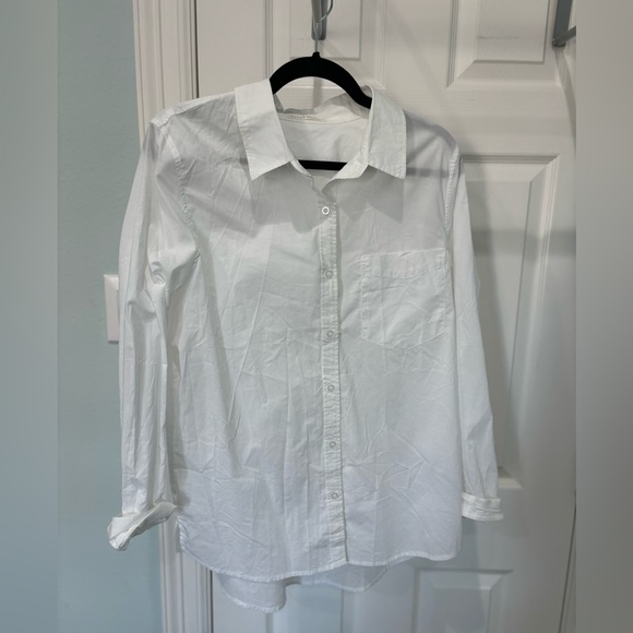 Tops | White Button Front Long Sleeve Blouse | Poshmark